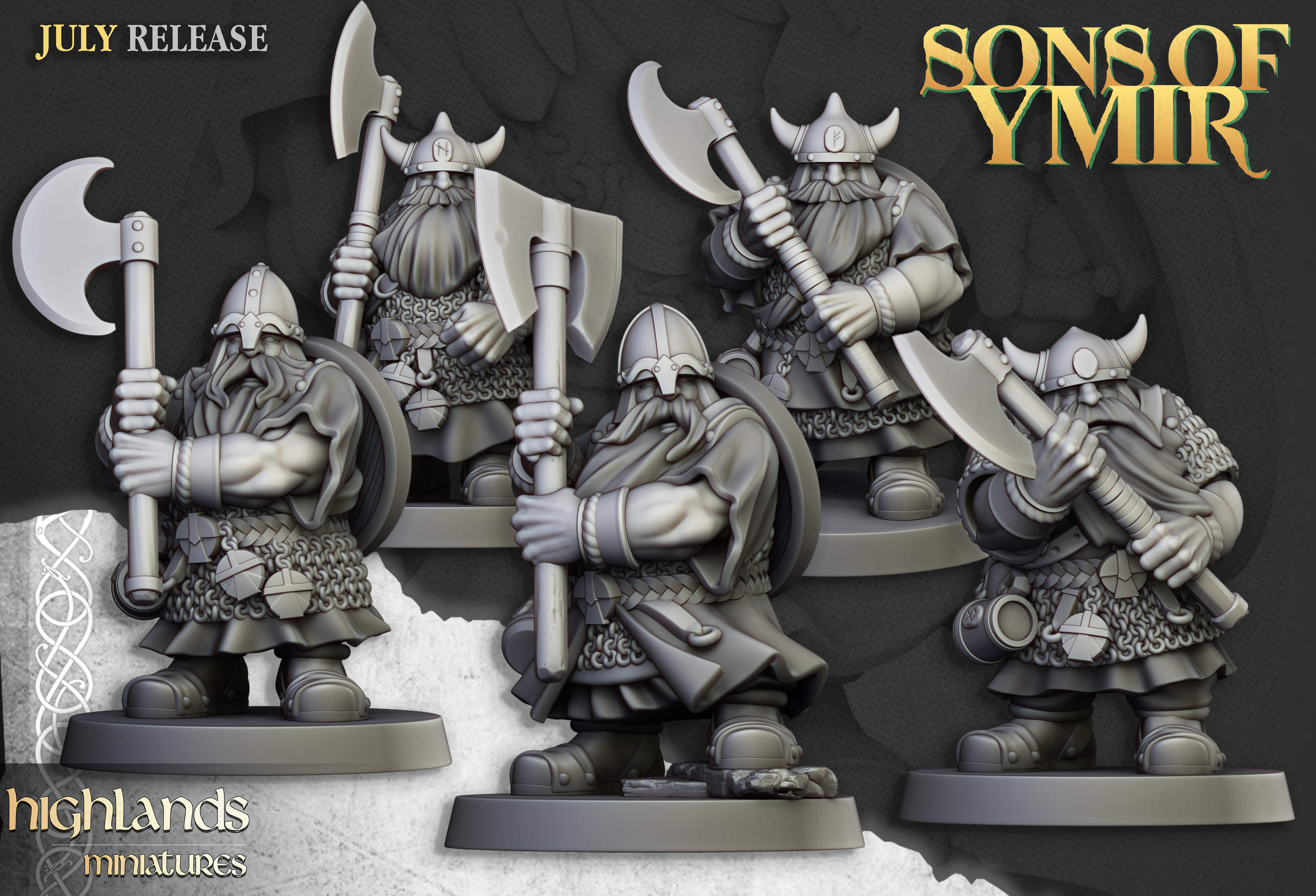 Dwarf Warriors Two Handed Weapons Rank & File – Midgard Print and Paint