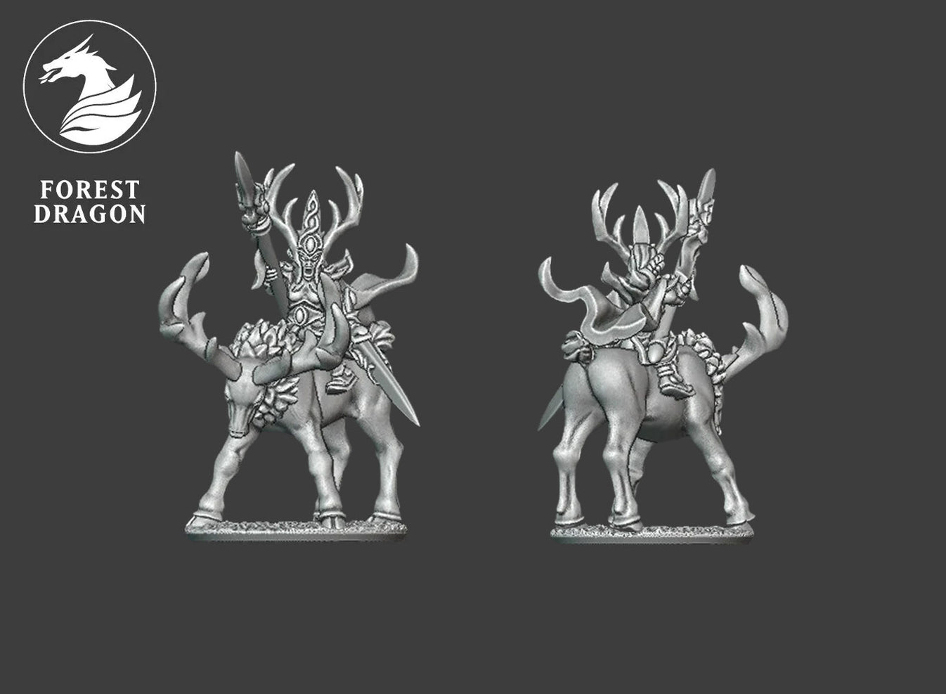 Wood Elves - Lord on Stag 10MM Scale – Midgard Print and Paint
